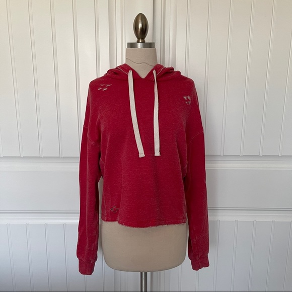 Colsie | Tops | Colsie Red Distressed Cropped Hoodie | Poshmark